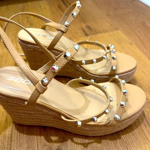 Soda | Shoes | Soda Rhinestone Wedgesandal | Poshmark